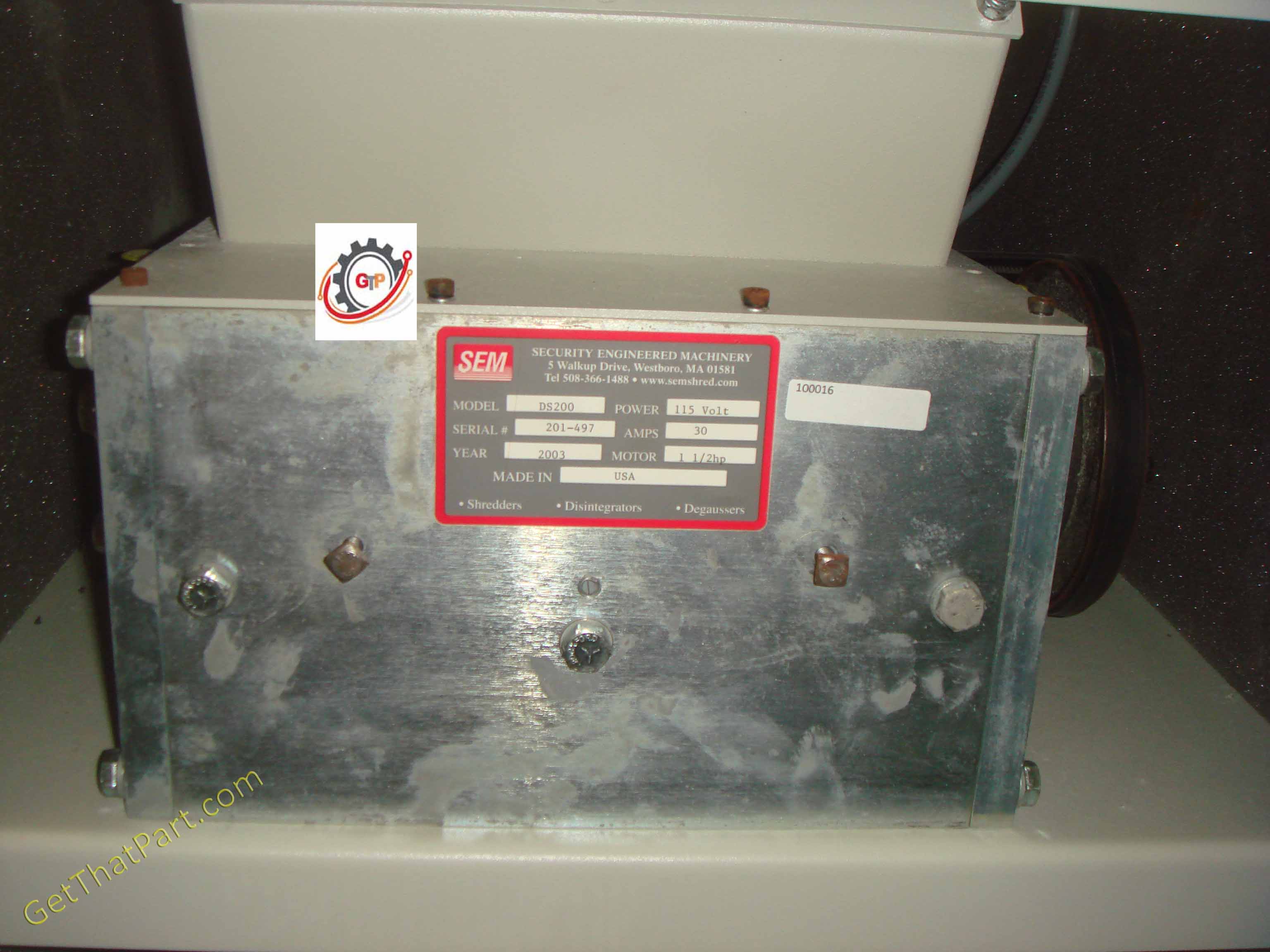 SEM DS-200 USA Industrial Disintegrator DualStage Paper Media Shredder